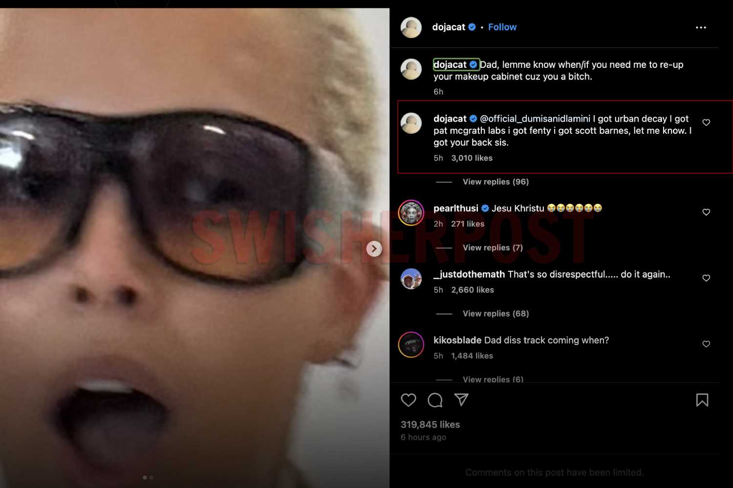 Doja Cat blasts ‘deadbeat’ Dumisani Dlamini in viral post | Swisher Post